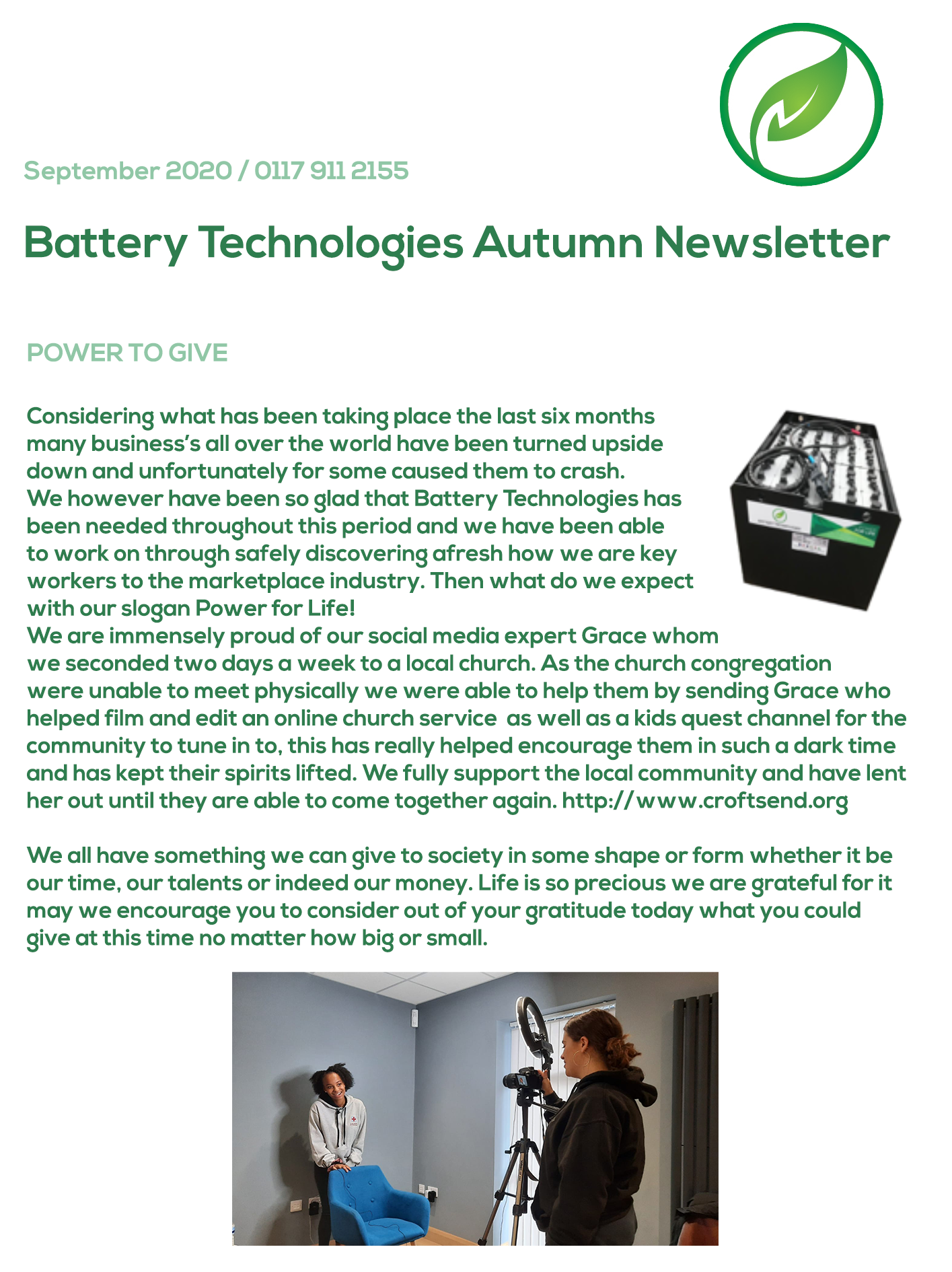 Autumn newsletter 2020 - Battery Technologies